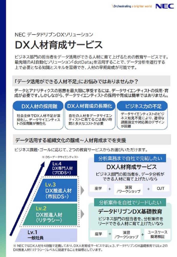 資料ダウンロード: データドリブンDXソリューション/dotData | NEC