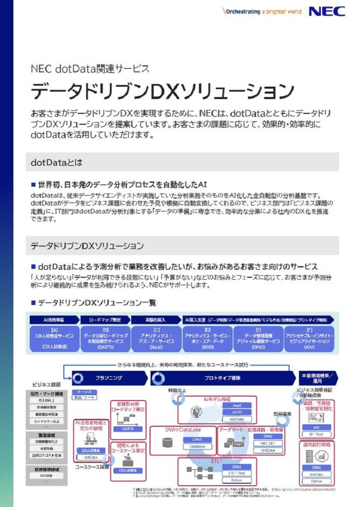 資料ダウンロード: データドリブンDXソリューション/dotData | NEC